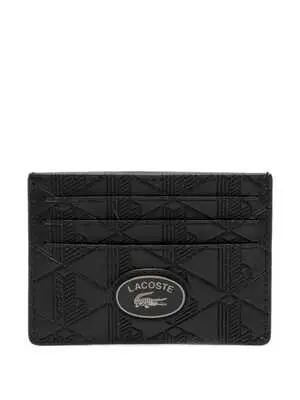 Lacoste Monogram-print Leather Card Holder - Black