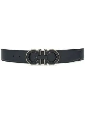 FERRAGAMO Gancini Buckle Reversible Leather Belt - Blue