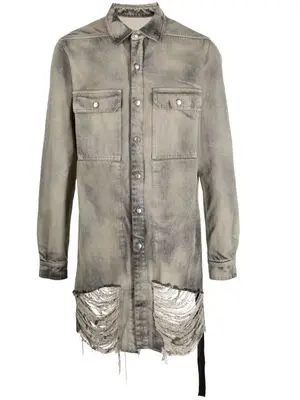 Rick Owens Frayed Distressed-effect Denim Jacket