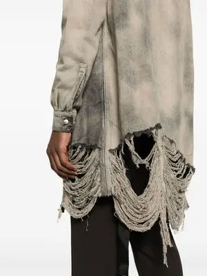 Rick Owens Frayed Distressed-effect Denim Jacket