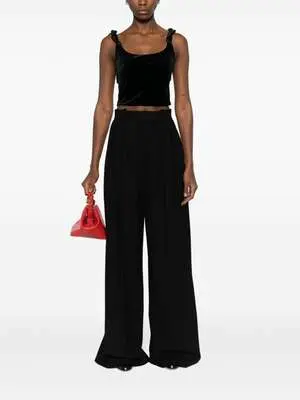 Emporio Armani Twisted-straps Velvet Cropped Top