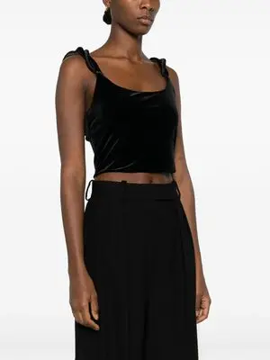 Emporio Armani Twisted-straps Velvet Cropped Top