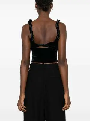 Emporio Armani Twisted-straps Velvet Cropped Top