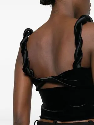 Emporio Armani Twisted-straps Velvet Cropped Top
