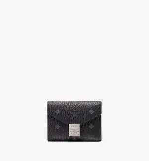 Mcm Tracy Trifold Wallet In Visetos - Black