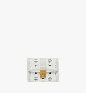 Mcm Tracy Trifold Wallet In Visetos - White
