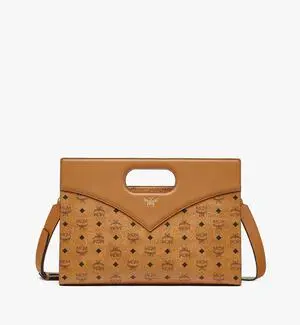 Mcm Visetos Leather Mix Diamond Bag - Cognac