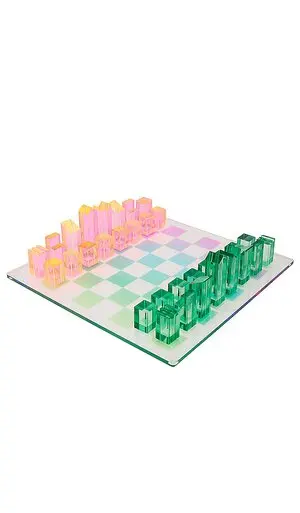 SUNNYLIFE Ombre Lucite Chess & Checkers In Multi - Sherbert