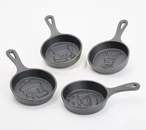 TEMP-TATIONS As Is Winter Whimsy S/4 Cast Iron Skillets