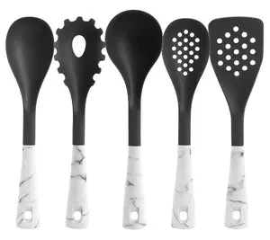 OSTER 5 Piece Nylon Kitchen Tool Set In White M Arble - One-color