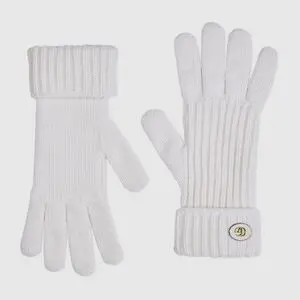 Gucci Wool Cashmere Gloves With Double G - White