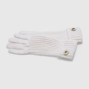 Gucci Wool Cashmere Gloves With Double G - White