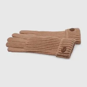 Gucci Wool Cashmere Gloves With Double G - Beige