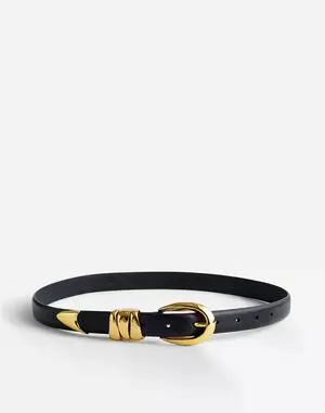 Madewell Triple Metal Keeper Leather Belt - True Black