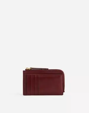 Madewell The Zip Card Case Wallet In Waxed Leather Deep Merlot