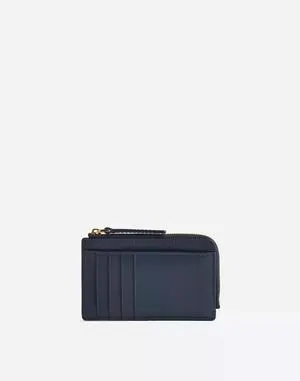 Madewell The Zip Card Case Wallet In Waxed Leather Nighttime