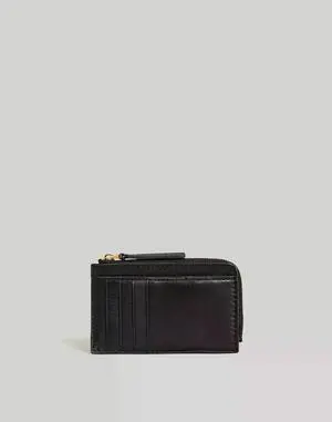 Madewell The Zip Card Case Wallet In Waxed Leather - True Black