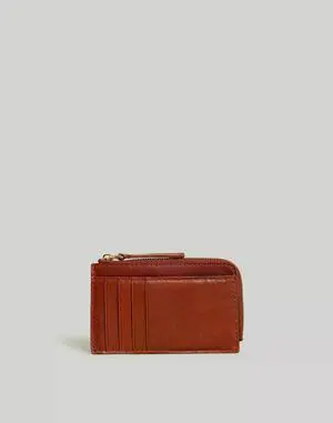Madewell The Zip Card Case Wallet In Waxed Leather - Warm Cinnamon