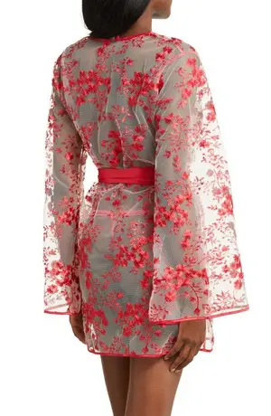 COQUETTE Floral Embroide Sheer Mesh Robe