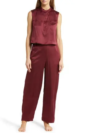 Lunya Washable Silk Sleeveless Pajamas - Calliope Wine