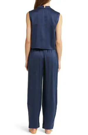 Lunya Washable Silk Sleeveless Pajamas - Deep Blue