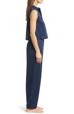 Lunya Washable Silk Sleeveless Pajamas - Deep Blue