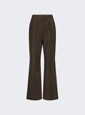 JEAN PAUL GAULTIER Pinstriped Flare Trousers - Brown