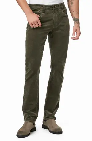 Paige Lennox Slim Fit Corduroy Pants Forest Shadow