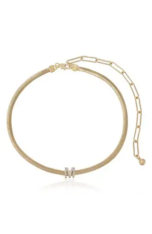 Ettika Pavé Cubic Zirconia Initial Charm Necklace - Gold - M