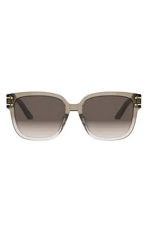 Dior DIOR Signature S7F 58mm Square Sunglasses Light Green/gradient Brown