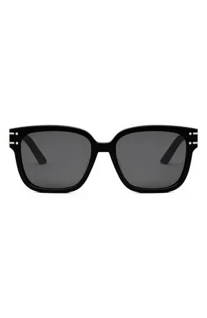 Dior Signature S7f 58mm Square Sunglasses - Shiny Black/smoke