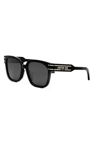 Dior Signature S7f 58mm Square Sunglasses - Shiny Black/smoke