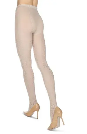 MEMOI Pelerine Pointelle Sweater Tights - Latte