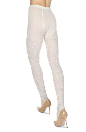 MEMOI Pelerine Pointelle Sweater Tights - Winter White