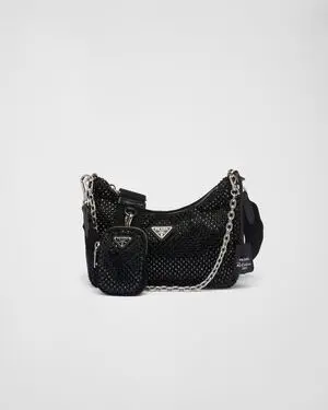 Prada Re-edition 2005 Satin Bag With Crystals