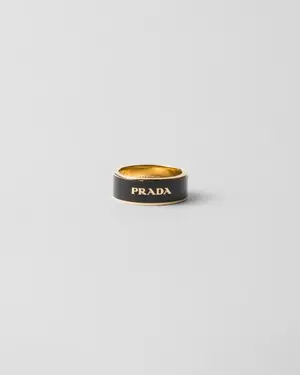 Prada Enameled Metal Ring - Black/gold