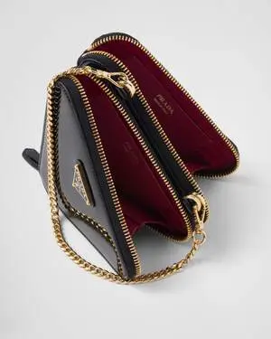 Prada Triangular Patent Leather Mini Pouch - Black | Editorialist