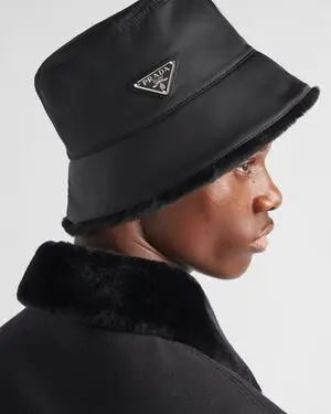 Prada Re-nylon And Shearling Bucket Hat