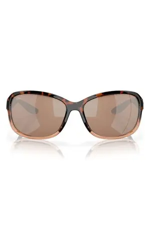COSTA DEL MAR Seadrift 58mm Polarized Square Sunglasses - Copper Silver Mirror