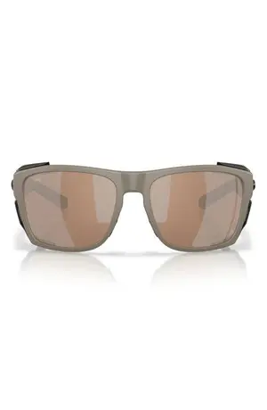 COSTA DEL MAR King Tide 6 58mm Polarized Rectangular Sunglasses - Sand/copper Silver