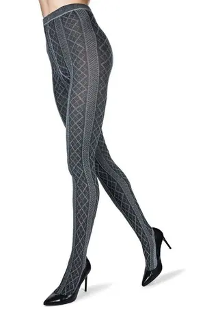 MEMOI Juneau Diamonds Sweater Tights - Dark Gray Heather