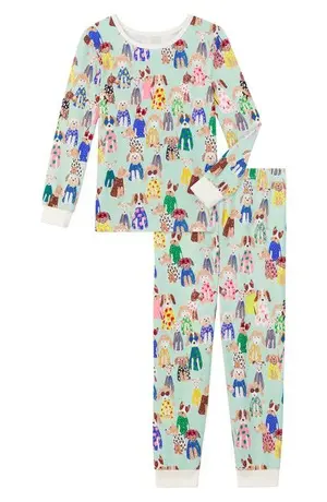 BEDHEAD PAJAMAS Print Fitted Organic Cotton Two-piece Pajamas Fashion Hounds
