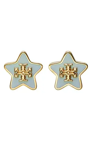 Tory Burch Kira Star Stud Earrings Gold / Gray Mist