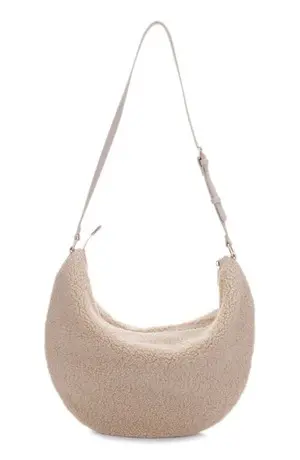 MALI + LILI Megan Fleece Crescent Bag - Latte