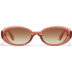 Quay Felt Cute 52mm Gradient Small Oval Sunglasses - Primrose/ Sepia
