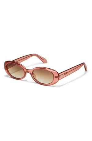 Quay Felt Cute 52mm Gradient Small Oval Sunglasses - Primrose/ Sepia