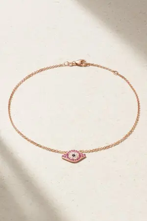 DIANE KORDAS Evil Eye Diamond And Sapphire Anklet - Gold