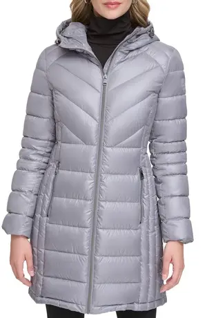 KENNETH COLE New York Hooded Puffer Coat Nickle