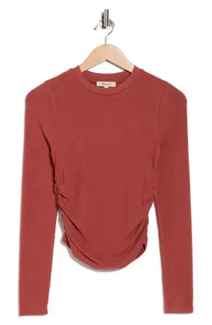 Madewell Long Sleeve Ruched Brushed Jersey Top - Antique Rose