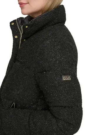 Karl Lagerfeld Paris Sparkle Down & Feather Fill Puffer Jacket
